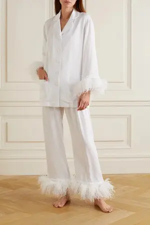 Sleeper Feather-trimmed Twill Pajama Set