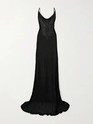 Bondi Born Open-back Voile Maxi Dress - Black