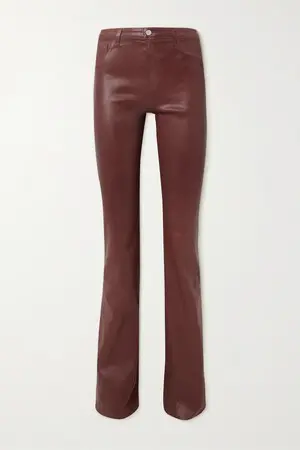 L'Agence Ruth Coated Slim-leg Trousers - Brown