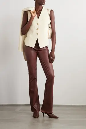 L'Agence Ruth Coated Slim-leg Trousers - Brown