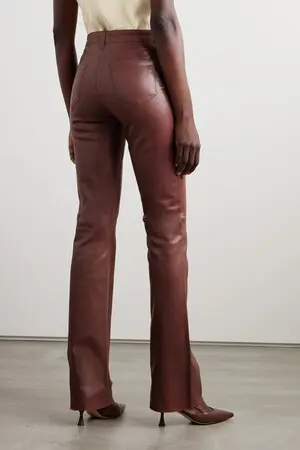 L'Agence Ruth Coated Slim-leg Trousers - Brown