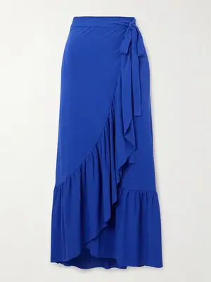 ERES Les Essentials Julia Ruffled Stretch-crepe Pareo - Blue