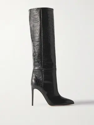 Paris Texas Stiletto 105 Croc-effect Leather Knee Boots