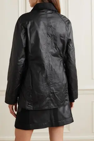Barbour Beadnell Corduroy-trimmed Waxed-cotton Jacket
