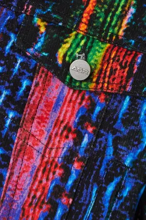 AGR Cropped Snake-print Denim Trucker Jacket