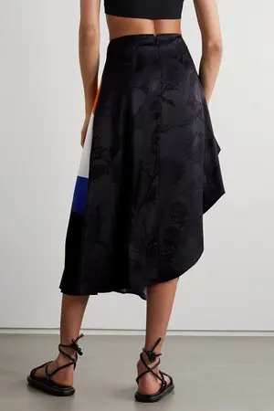 Loewe Asymmetric Draped Striped Satin-jacquard Midi Skirt