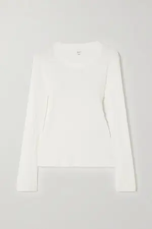 LESET Pointelle-knit Cotton-jersey Top
