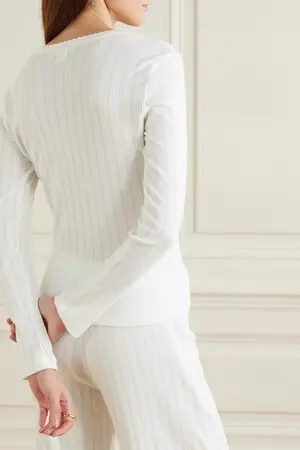 LESET Pointelle-knit Cotton-jersey Top