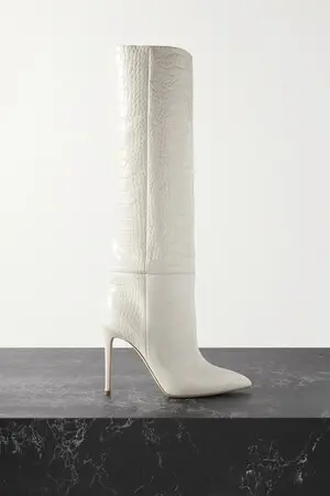 Paris Texas Croc-effect Leather Knee-high Stiletto Boots
