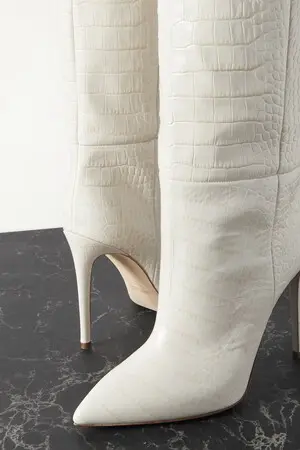 Paris Texas Croc-effect Leather Knee-high Stiletto Boots