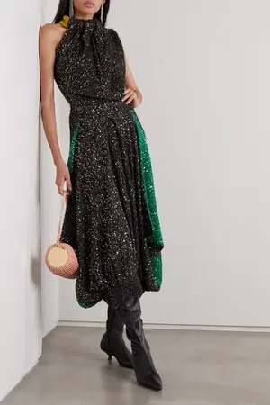 Loewe Asymmetric Cutout Sequined Maxi Dress