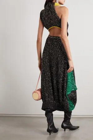 Loewe Asymmetric Cutout Sequined Maxi Dress