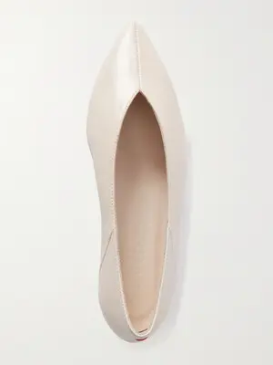 AeydĒ Aeyde Moa Leather Point-Toe Flats Cream
