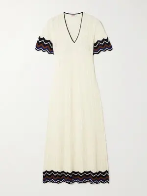 ERES Luna Striped Crocheted Cotton-blend Dress - White