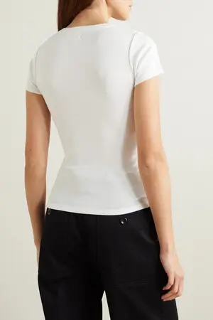 LESET Kelly Ribbed Stretch-cotton Jersey T-shirt - White