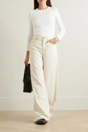 LESET Kelly Ribbed Stretch-cotton Jersey Top - White