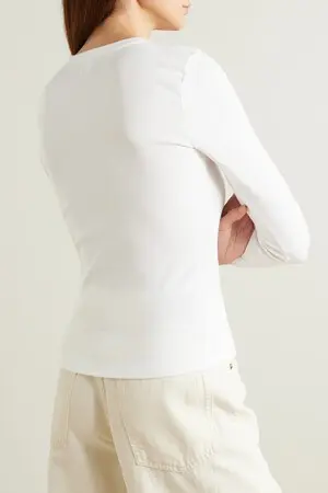 LESET Kelly Ribbed Stretch-cotton Jersey Top - White