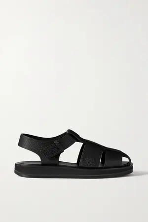 THE ROW Fisherman Woven Textured-leather Sandals - Black