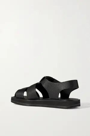 THE ROW Fisherman Woven Textured-leather Sandals - Black