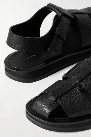 THE ROW Fisherman Woven Textured-leather Sandals - Black