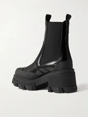 GANNI Patent-leather Platform Chelsea Boots