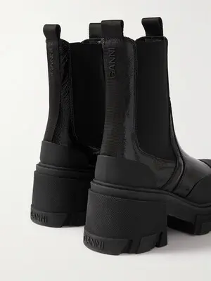 GANNI Patent-leather Platform Chelsea Boots