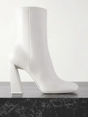 Amina Muaddi Marine Leather Ankle Boots