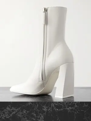 Amina Muaddi Marine Leather Ankle Boots