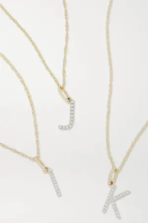 STONE AND STRAND Initial Diamond Necklace - Gold
