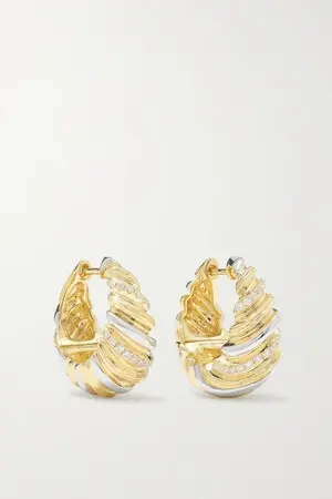 Yvonne Léon 9-karat Diamond Hoop Earrings - Gold