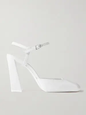 Amina Muaddi Charlotte Leather Pumps - White