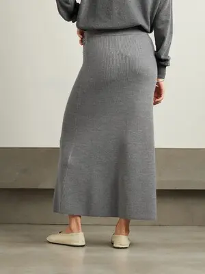 Max Mara Agile Ribbed Wool Maxi Skirt