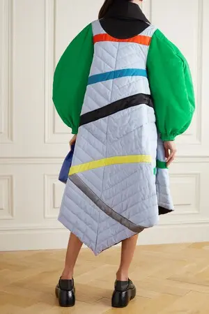 Loewe Scarf-detailed Leather-trimmed Quilted Shell Coat