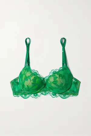 I.D. Sarrieri Net Sustain Petal Bloom Embroidered Tulle Underwired Bra - Green