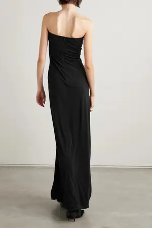 Christopher Esber Arced Palm Strapless Gathered Maxi Dress - Black