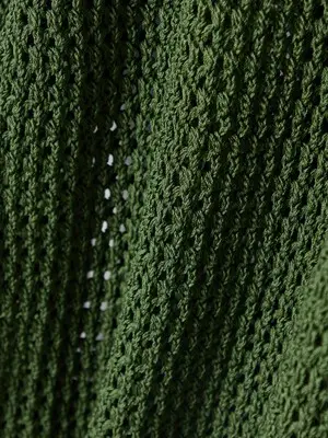 BODE Willows Crocheted Cotton Polo Shirt - Green