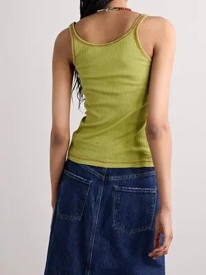 BODE Dahlia Bead-embellished Ribbed Tank