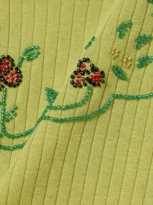 BODE Dahlia Bead-embellished Ribbed Tank