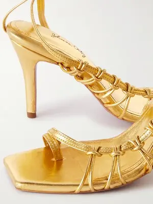 Johanna Ortiz Net Sustain Aventurera Nocturna Metallic-leather Sandals