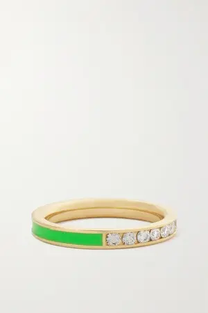 Alison Lou Linear 14-karat Diamond And Enamel Ring