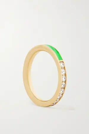 Alison Lou Linear 14-karat Diamond And Enamel Ring