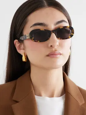 Miu Miu Oval-frame Sunglasses - Tortoiseshell