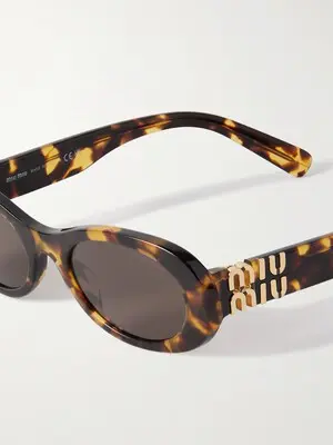 Miu Miu Oval-frame Sunglasses - Tortoiseshell