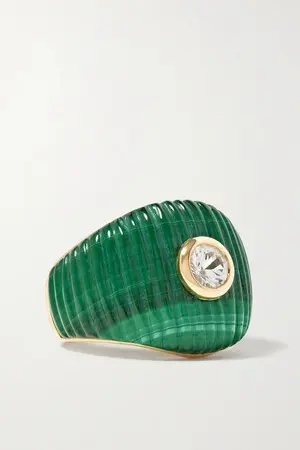 Yvonne Léon Berlingot 9-karat Malachite And Topaz Ring - Gold