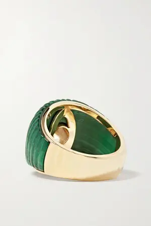Yvonne Léon Berlingot 9-karat Malachite And Topaz Ring