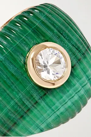 Yvonne Léon Berlingot 9-karat Malachite And Topaz Ring