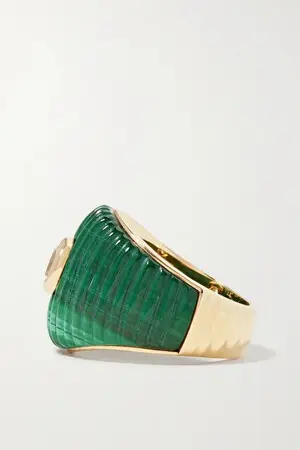 Yvonne Léon Berlingot 9-karat Malachite And Topaz Ring
