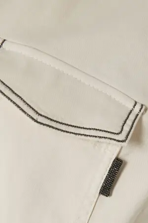 Brunello Cucinelli Belted Bead-embellished Cotton-blend Drill Jumpsuit
