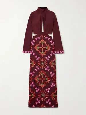 Johanna Ortiz Net Sustain Aurora Mágica Sequin-embellished Silk Maxi Dress - Red