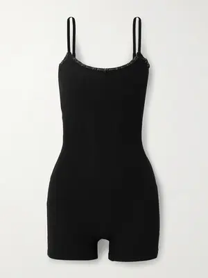 SKIMS Soft Lounge Lace Short Onesie - Black